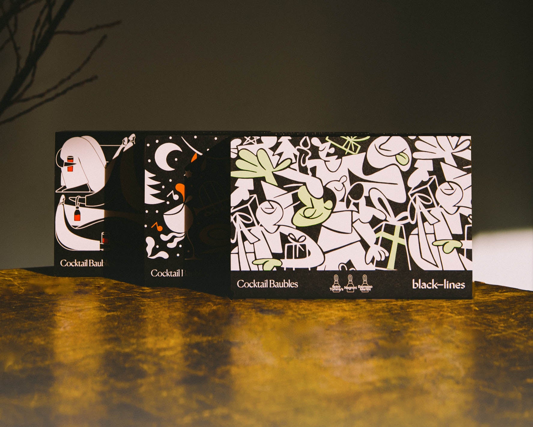 Cocktail Baubles | Black Lines